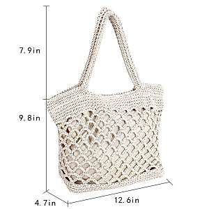 ZLM BAG US Cotton Crochet Beach Tote Bohemian Handmade Top Handle Bag Small Summer Boho Bag