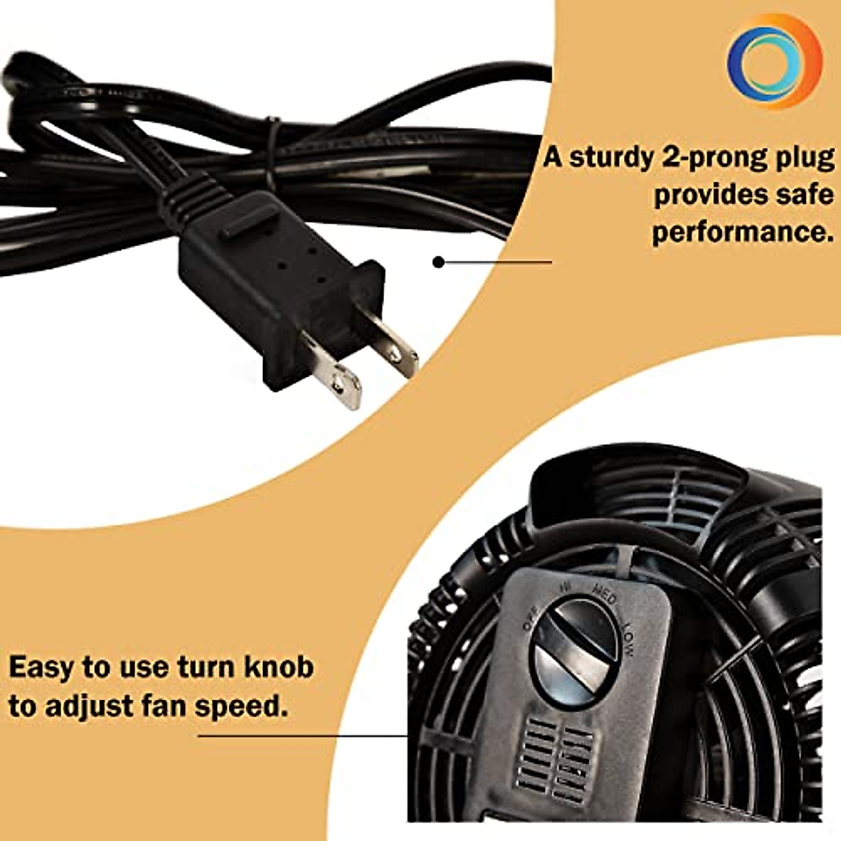 Comfort Zone CZHV8T 8" Turbo Desk Fan-3 Speed Motor-High Power Air Circulator with Adjustable Tilt and Carry Handle-Wall Mountable-Black