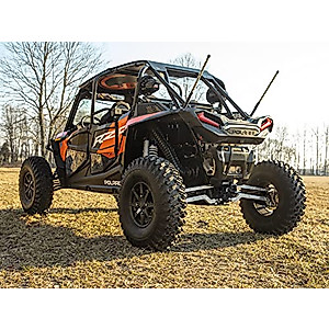SuperATV Black Rear Receiver Hitch for 2018-2021 Polaris RZR XP Turbo S | 2019-2021 RZR XP 4 Turbo S | Fits Standard 2" Attachments | 3/16" Heavy-Duty Steel | Includes Cotter Pin and Hitch Pin