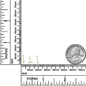 AVORA 14K Yellow Gold Simulated Diamond CZ Nose Stud Set Body Jewelry (22 Gauge)