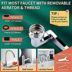 Faucet Extender - 1080° Rotatable Faucet Aerator, Universal Swivel Faucet Attachment,Plumb Rotating Splash Filter Faucet