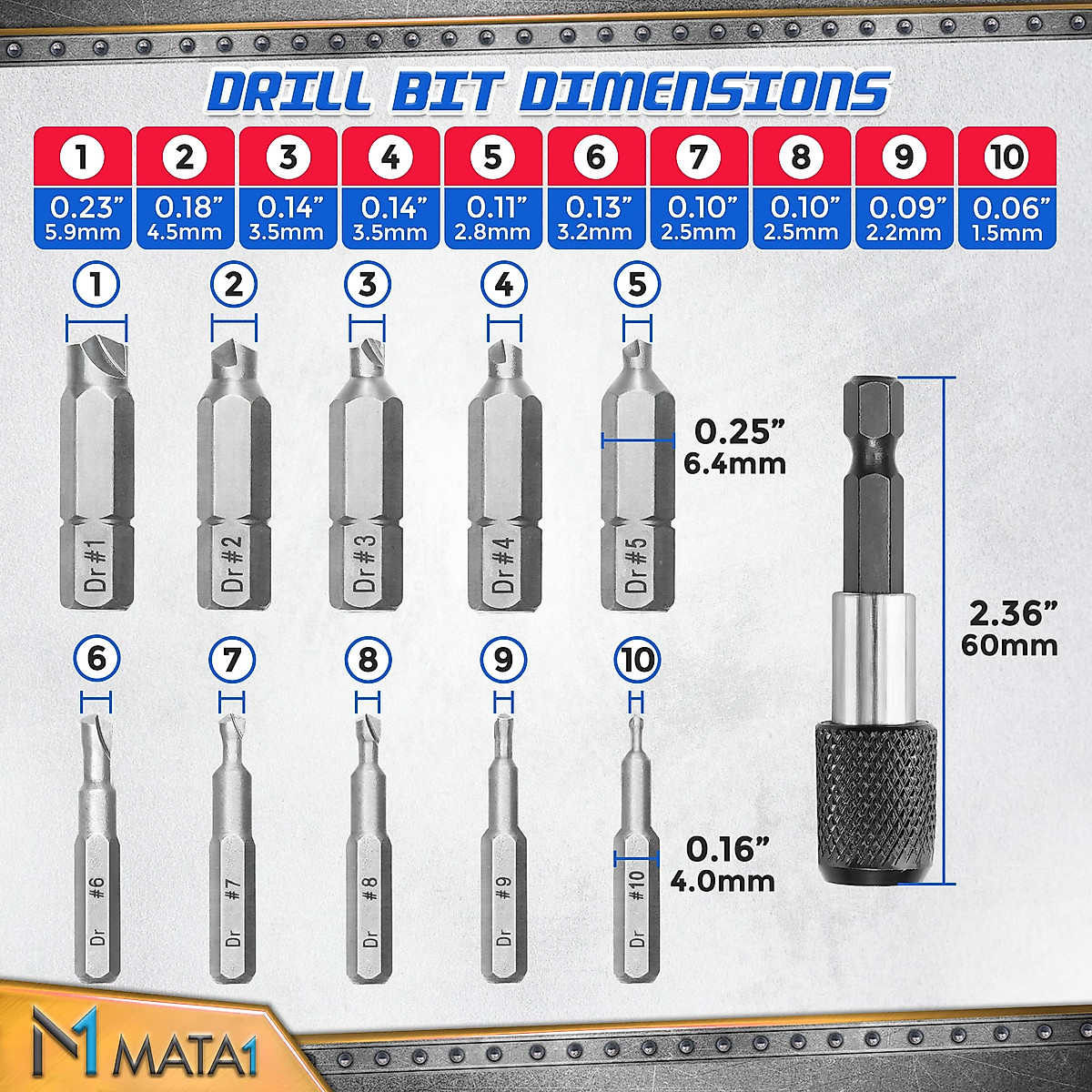 22 pc Screw Extractor Set for Stripped, Broken, Damaged Screws - Remover Kit w/Drill Bits Extractors, Bit Extension & Socket Adapter by Mata1