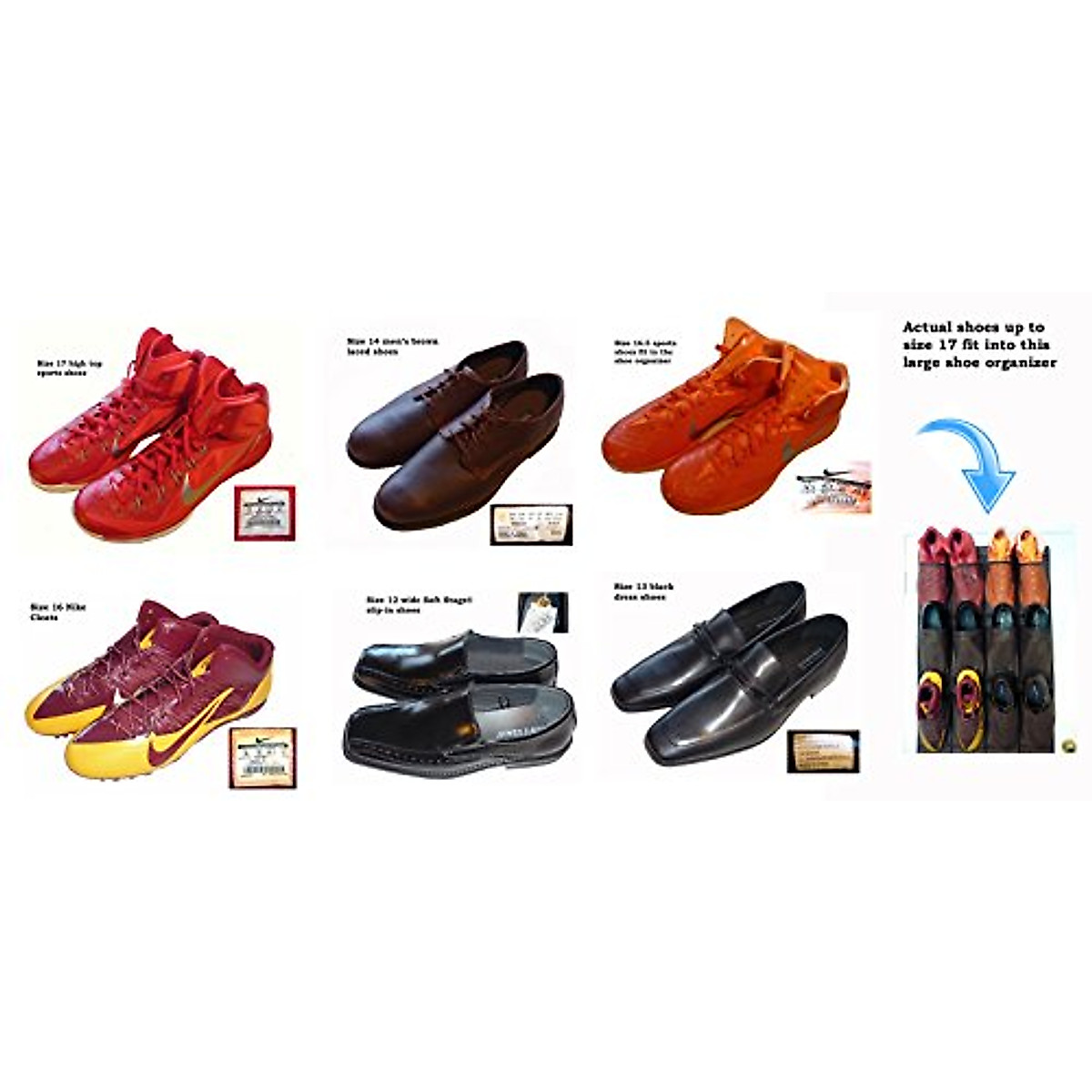 Roomganize Large Shoe Organizer, Sneaker Rack, for Men's Big Shoes (Bison Brown)