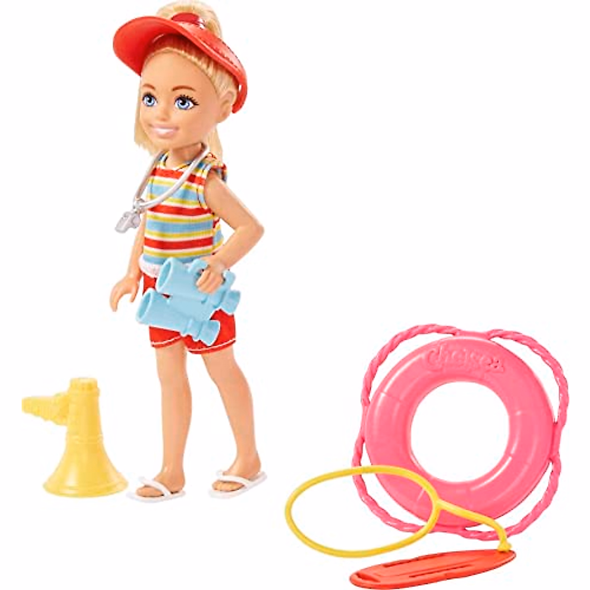 Barbie Chelsea Can Be Doll & Playset, Blonde Lifeguard Small Doll with Removable Outfit & 6 Career Accessories