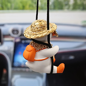 Swinging Duck Car Hanging Ornament, Cute Car Hanging Accessories for Rear View Mirror, Car Pendant Sunglasses Duck Hanging Swing