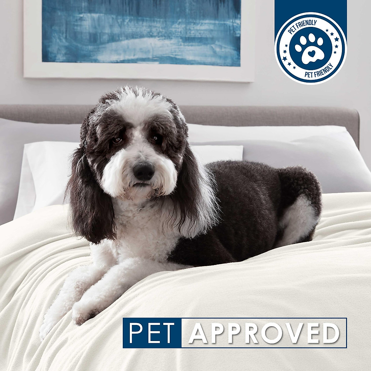 Martex 1B06847 Super Soft Fleece Plush Lightweight Blanket Low Lint Luxury Hotel Style Solid Pet Friendly Bed and Couch Blankets, Twin, Ivory