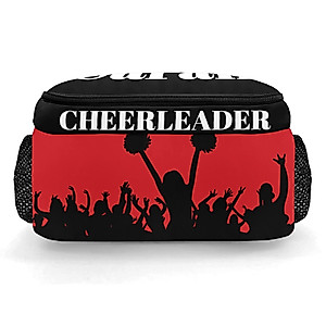 Anneunique Personalized Cheerleaders Backpack Multifunctional Waterproof Laptop Bag for Travel Gift Cheer Pom Red Black
