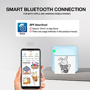 Mini Pocket Printer, Wireless Bluetooth Thermal Inkless Printer for Label Receipt Photo Notes Study Compatible with iOS & Android (GKI-022)