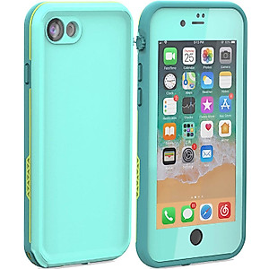 LOVE BEIDI iPhone 8 7 Waterproof Case Cover Built-in Screen Protector Fully Sealed Life Shockproof Snowproof Underwater Protective Cases for iPhone 8 7-4.7" (Cyan/Green/Mint Green)