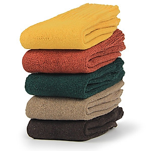 BenSorts Winter Solid Boots Socks for Women Thick Warm Cozy Crew Socks 5 Pair Pack Brown Red Green Yellow Khaki Stocking Stuffers Gifts