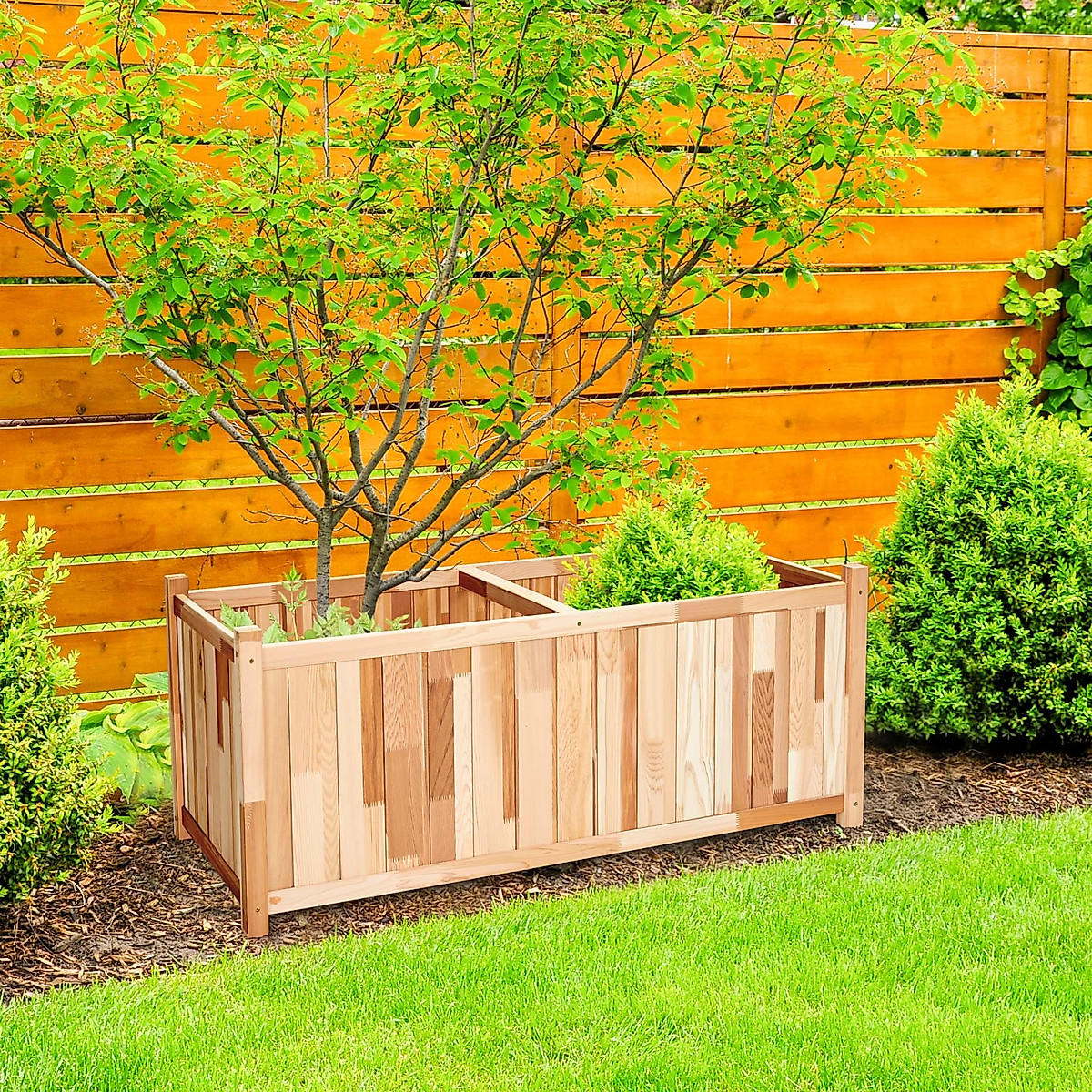 Jumbl Canadian Cedar Planter Box | Wood Garden Bed for Growing Flowers, Succulents & Other Plants at Home | Great for Outdoor Patio, Deck, Balcony