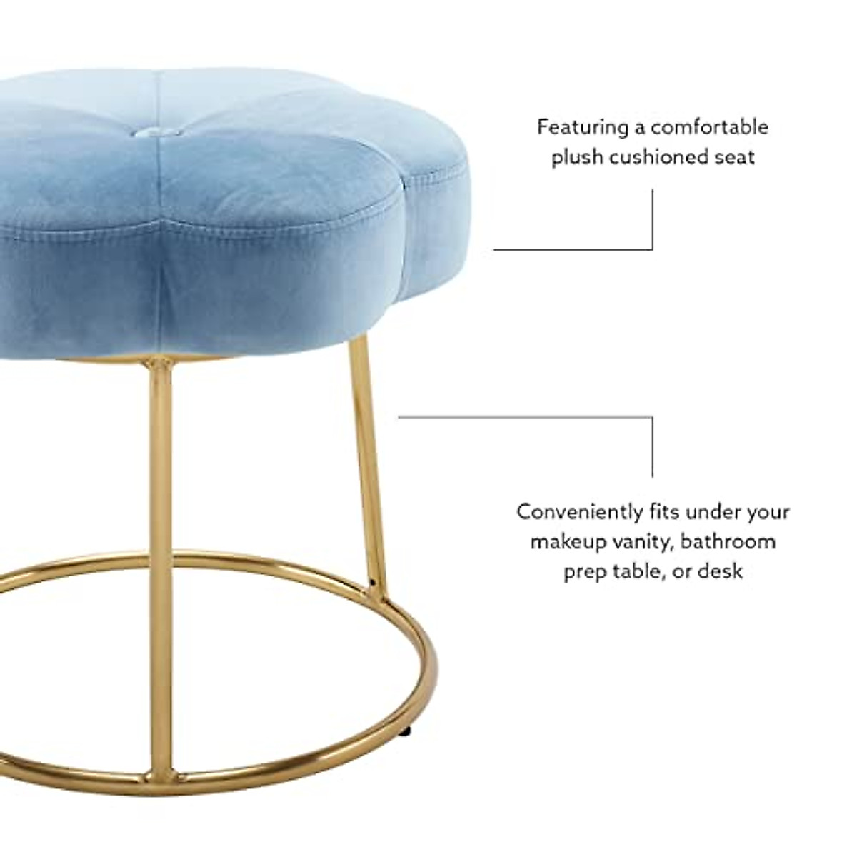 Linon Light Blue and Gold Vanity and Accent Talulah Stool