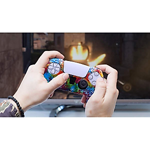 Sofunii 2 Pack Silicone Controller Skins Anti-Slip Cover Case Protector Sleeve for PlayStation 5 /PS5 Controller with 8 x Thumb Grip Caps(Bright and Colorful)