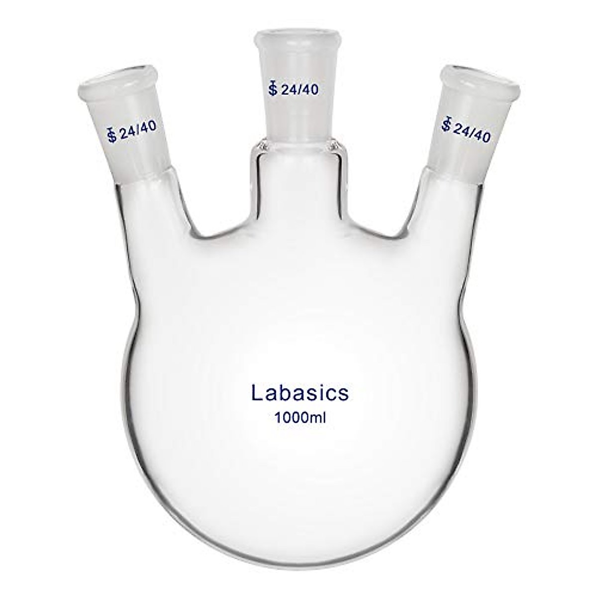 Labasics Glass 1000ml 3 Neck Round Bottom Flask RBF, with 24/40 Center and Side Standard Taper Outer Joint, 1000ml