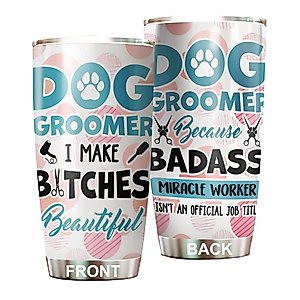 MEDROC Pet Groomer Tumbler Stainless Steel 20oz, Funny Dog Grooming Gift For Birthday Christmas, Thank You Dog Groomer Gifts For Women Men Coworkers Work Friends Tumbler Wrap