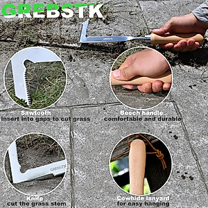 GREBSTK Crack Weeder Crevice Weeding Tool Stainless Steel Manual Weeder Beech Handle Gardening Tool