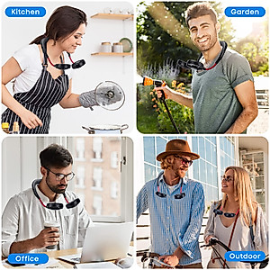 JUANANIUG Portable Neck Fan Rechargeable Personal Hand-Free Fan Mini USB Wearable Neckband Sport Fan,3 Speed Adjustable,360 Degrees Free Rotation Perfect for Working,Traveling,Office,Reading…