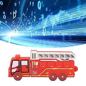Kafuty-1 Cute USB Flash Drive, Novelty Cartoon Fire Truck Thumb Drive, Pendrive Memory Thumb Stick, Gifts for School Students Kids Children Teacher Collegue Employees(16GB)