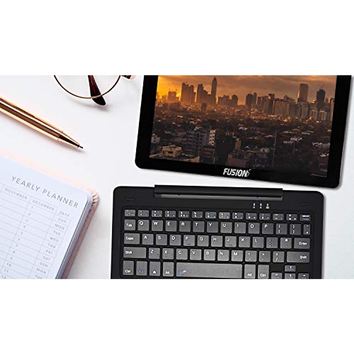Fusion5 10.1" 2in1 Google Certified Android Laptop Tablet PC - (Powerful Processor, Android 10 Q, 3GB RAM, 32GB Storage, Dual Cameras, HD IPS, Type C, Bluetooth Tablet PC with Docking Keyboard)