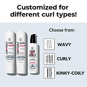 LUS (Love Ur Self) Fragrance-Free 3-Step System Shampoo and Conditioner Set with All-in-One Styler for Wavy Hair Nongreasy & Moisturizing - 8.5oz each