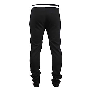 SCREENSHOT-S41700 Mens Hip Hop Premium Slim Fit Comfort Track Pants - Athletic Fitness Fashion Urban Lifestyle Streetwear Bottoms-Black/Purple-Large