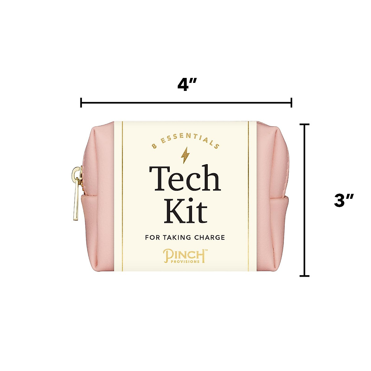 Pinch Provisions Tech Kit, Blush Tech Accessories Bag Filled with 8 Essentials Including Cord Organizer, Charging Cord, USB, Ideal Gift for Work, Christmas & Birthdays, Portable Pouch