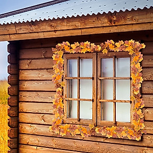 DIQMIAQ 2 Pack Fall Maple Leaf Garlands，5.9 FT/Pcs Autumn Hanging Fall Leave Vines for Home Garden Wedding Party Thanksgiving Dinner Fireplace Door Frame Doorway Backdrop Christmas Decor