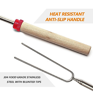 4Pcs Smores Sticks for Tabletop Fire Pit Long 32 Inch, S'mores Skewers Kit Marshmallow Roasting Sticks Hot Dog Fork, Camping Essentials Smores Maker Gear Outdoor Campfire Cooking Accessories