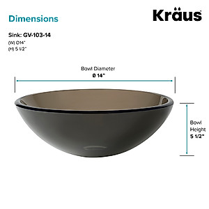 Kraus GV-103-14 Clear Brown 14 inch Glass Vessel Bathroom Sink