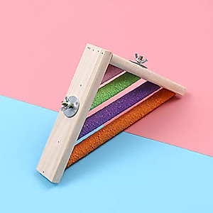 balacoo Bird Perch Platform Wooden Parrot Stand Birdcage Corner Playground Colorful Right Angle Perches for Parakeet Cockatiel Guniea Pig Small Animals Random Color