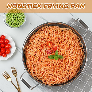 Vegoran Stainless Steel Pan With Cooking Lid,13 Inch Non Stick Frying Pans, PFOA Free, Dishwasher and Oven Safe Cooking Fry Pans (13 INCH PAN)