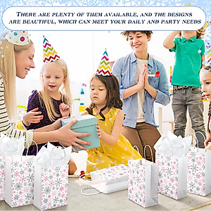 Silkfly 50 Pack Frozen Gift Bag Snowflake Party Bags Winter Frozen Goodie Bags with Tissue Paper for Snowflake Baby Shower Birthday Holiday Party Supplies