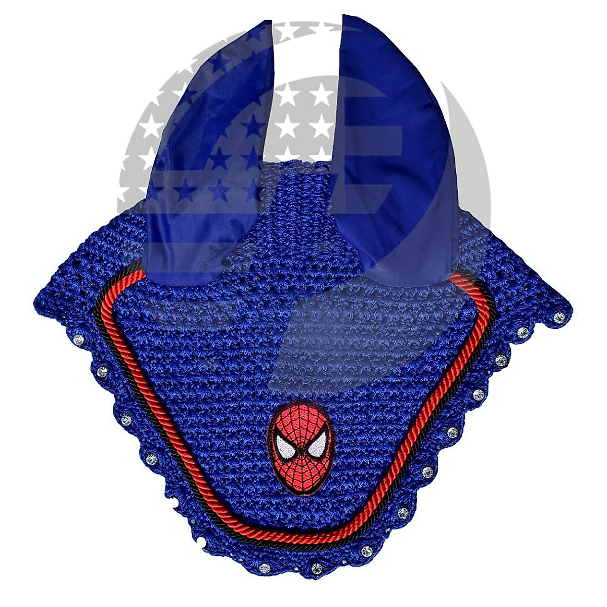 Spider Man Horse Ear Bonnet Fly Veil Crochet Equestrian Bonnet Full/Cob/Pony (Full)