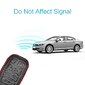 MECHCOS Compatible with Ram 1500 Limited Truck Pickup 6 Buttons Leather Case Key Fob Cover Keyless Remote Holder Protecter Key Chain