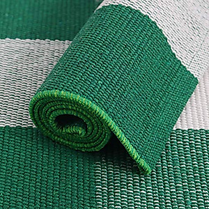 uxcell Buffalo Check Rug,Plaid Outdoor Rug,Layered Door Mat,Cotton Gingham Rugs,Floor Mat for Front Porch/Runner/Bedroom/Kitchen/Farmhouse 35"x24" Green & White