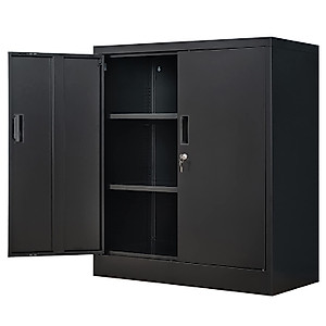 BESFUR Metal Storage Cabinet with Locking Doors and Adjustable Shelves, Steel Storage Cabinet for Office, Garage, Warehouse, Classroom, Pantry