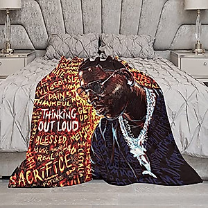 3D DIY American Rapper Young Music Dolph Throw Blanket,Flannel Plush Blanket for Winter Season Couch Bed Sofa Living Room,Anti-Static Air Conditioning Blanket 30"x40"