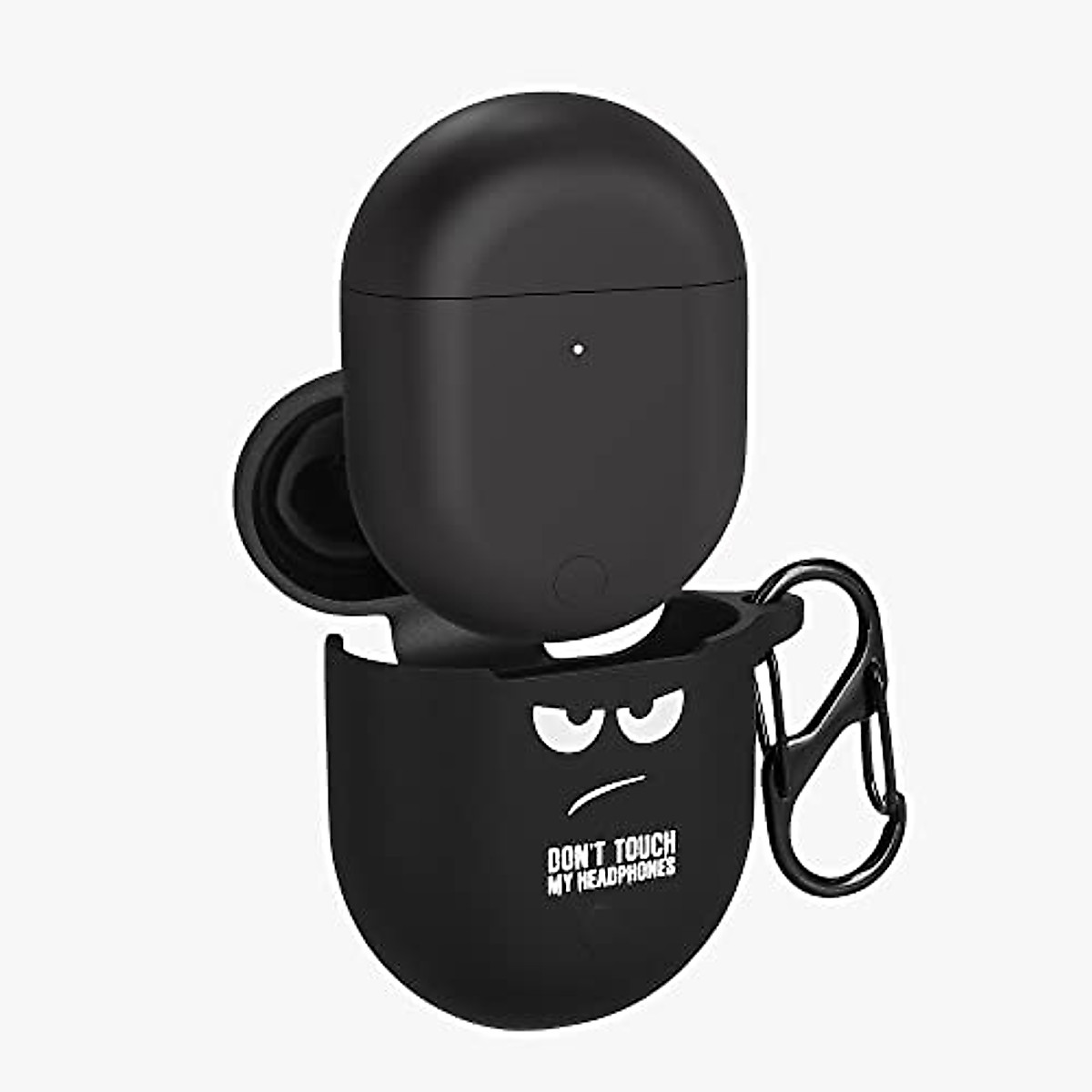 kwmobile Silicone Case Compatible with Xiaomi Redmi Airdots 3 Pro/Buds 3 Pro - Case Soft Cover - Don't Touch My Headphones White/Black/Black