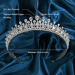 QXMYOO Vintage Women Wedding Tiaras Silver Cubic Zirconia Pageant Crowns Sweet 16 Birthday Prom Party Quinceanera Crowns Bridal Hair Accessories (Silver)