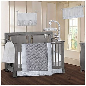 BabyFad Minky White 9 Piece Baby Crib Bedding Set