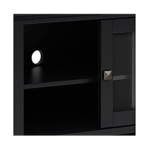 SIMPLIHOME Cosmopolitan SOLID WOOD 48 Inch Wide Contemporary TV Media Stand in Black for TVs up to 55 Inch, For the Living Room and Entertainment Center