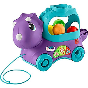 Fisher-Price Toddler Learning Toy Poppin’ Triceratops Dinosaur Pull-Along Ball Popper With Smart Stages For Ages 1+ Years