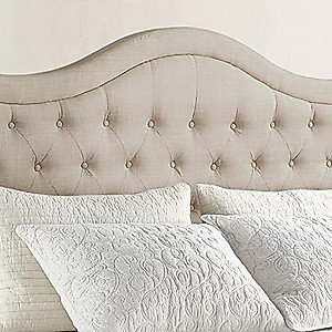 Rosevera Shinola Upholstered Collection Polyester Tufted Button Contemporary Adjustable Headboard for Bed, King, Beige