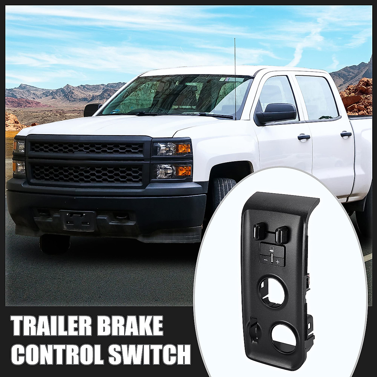X AUTOHAUX Trailer Brake Control Switch Panel Fit for Chevy Silverado 1500 2500HD 3500HD for GMC Sierra 2014-2019 Replaces 84109447 23476237 Black