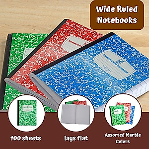 4E's Wide Ruled Composition Notebooks 3-Pack for School & Office