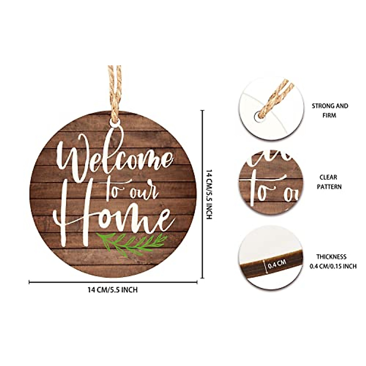 Wooden Hanging Sign Plaque, Welcome To Our Home Door Sign Decor, Housewarming Gifts, Hanging Plaques Ornament for Front Door Porch Wall Garden Yard Farmhouse B14
