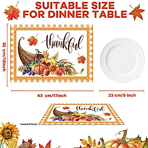 Thanksgiving Placemats Set of 6 Thanksgiving Day Plastic Table Mats Welcome Fall Place Mats Washable Vinyl Rustic Holiday Table Decoration for Indoor Outdoor Autumn Party Kitchen Dining Table