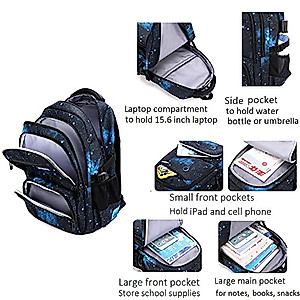 3Pcs Boys Galaxy Rolling Backpack Wheeled School Bag Kids 6 Wheels Trolley Bookbag Carry on Luggage with Lunch Bag