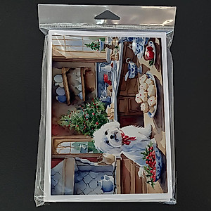 Caroline's Treasures DAC3849GCA7P Maltese Christmas Cookies Greeting Cards Pack of 8 Blank Cards with Envelopes Whimsical A7 Size 5x7 Blank Note Cards