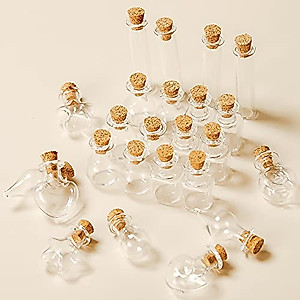 80 Pieces Wishing Bottle Glass Cork Bottles Tiny Wishing Drifting Bottle Mini Small Glass Jars Bottles 8 Shapes for Wedding Party DIY Decoration Bead Containers Arts and Crafts DIY Projects
